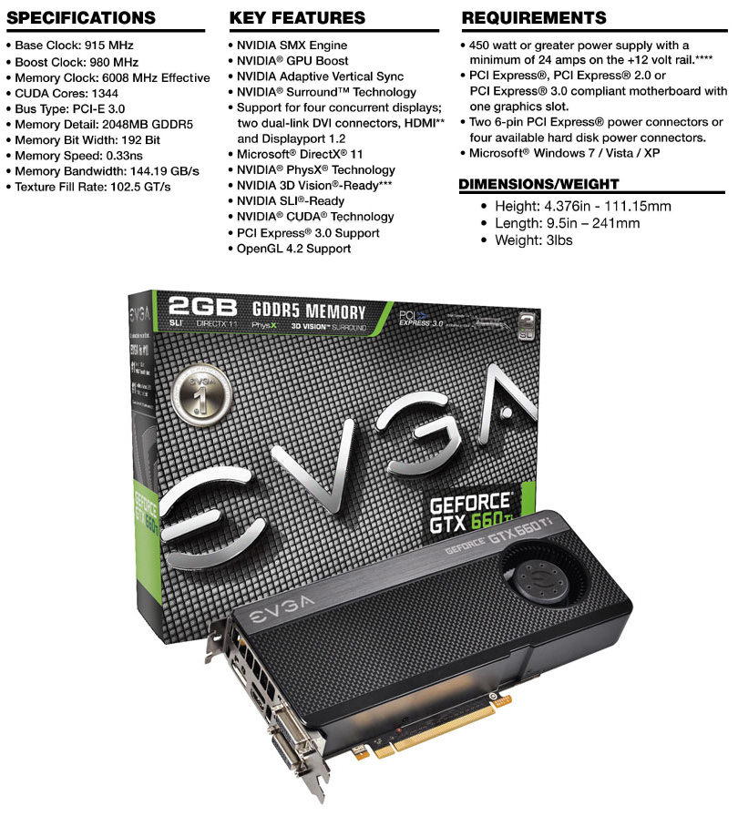 Buy EVGA GeForce GTX 660 Ti 2GB [02G-P4-3660-KR] | PC Case Gear Australia