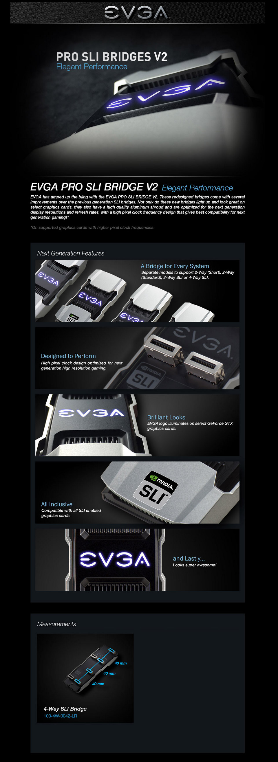 Buy EVGA Pro SLI Bridge V2 Four Way [100-4W-0042-LR] | PC Case Gear ...