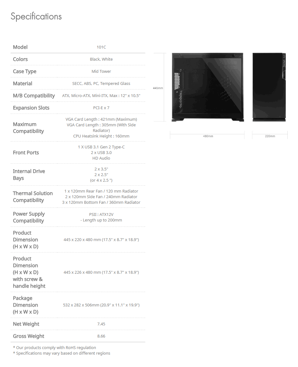 Buy InWin 101C Mid Tower Chassis White [101C-WHITE] | PC Case Gear ...