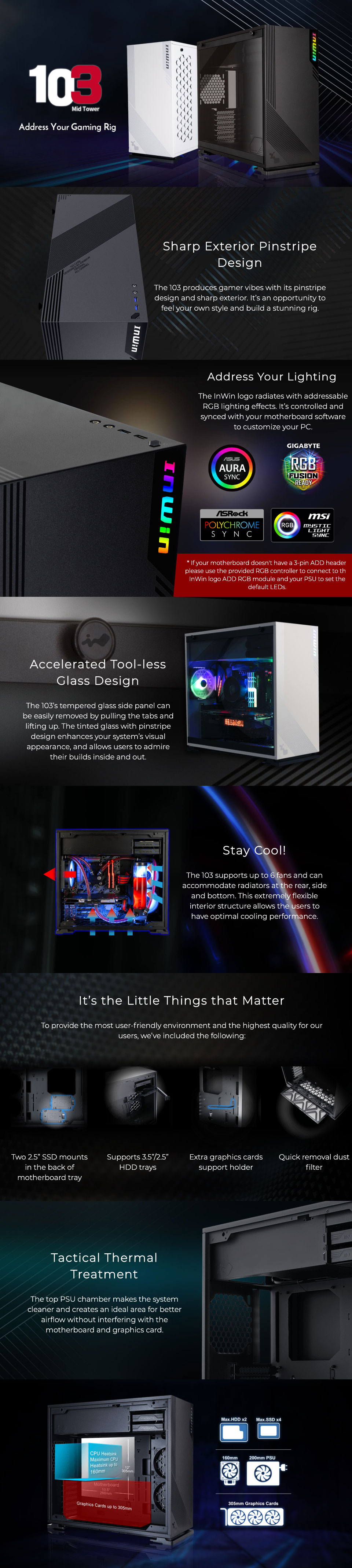 Buy InWin 103 RGB Tempered Glass Case Black [103RGB-BLACK] | PC Case ...