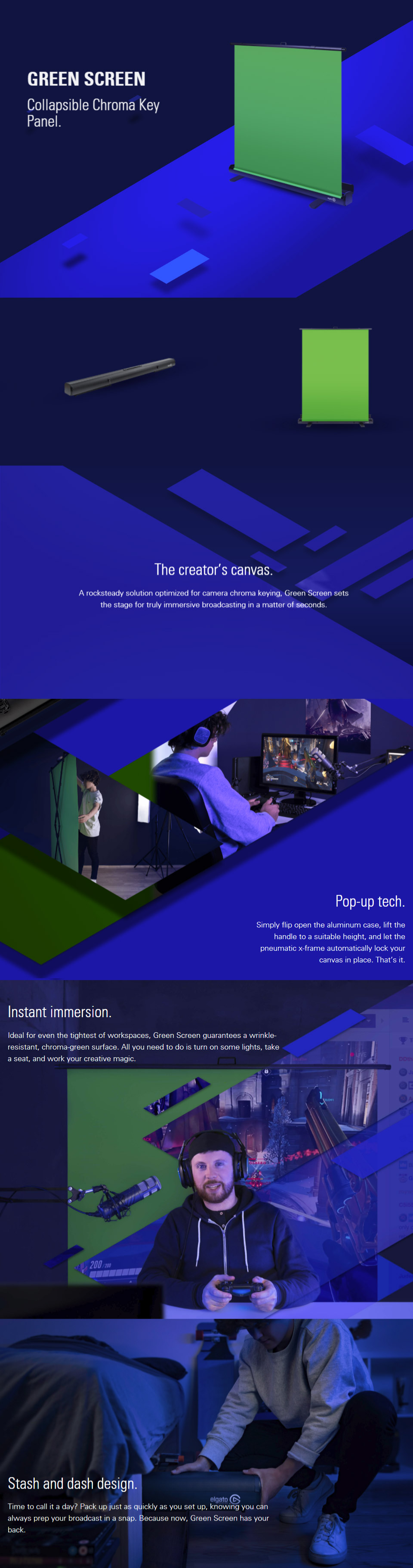 Buy Elgato Collapsible Green Screen [10GAF9901] | PC Case Gear Australia