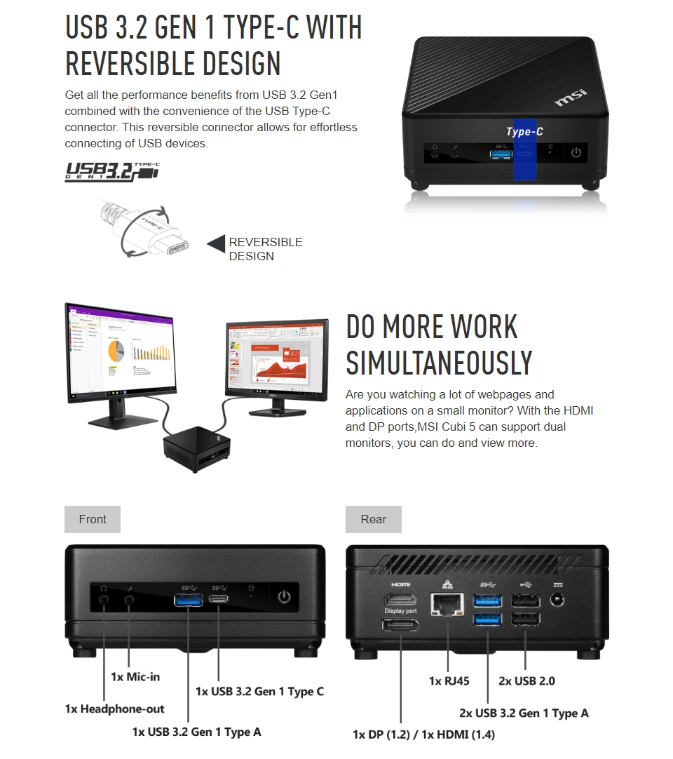 Buy MSI Cubi 5 10th Gen Core i5 Barebone Black [10M-001BAU] | PC Case ...