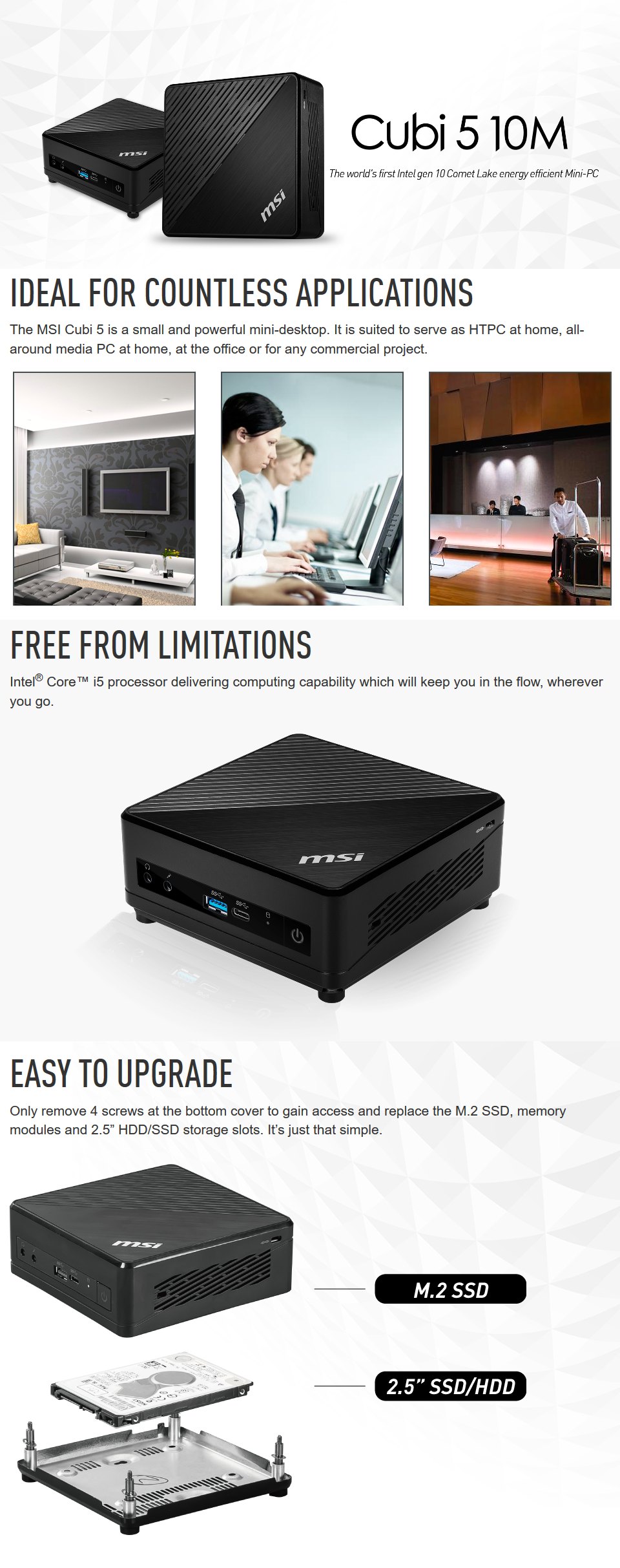 Buy MSI Cubi 5 10M 10th Gen Core i5 Barebone Black [10M-035BAU] | PC ...