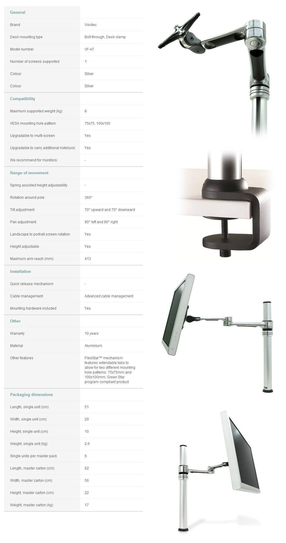 Buy Visidec Focus LCD Single Swing Arm [13VIS-FOCUS] | PC Case Gear ...
