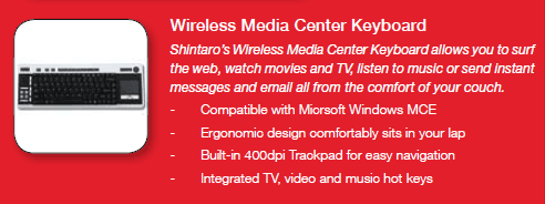 Buy Shintaro Wireless Media Center Keyboard [14SHKEYMCE] | PC Case Gear ...