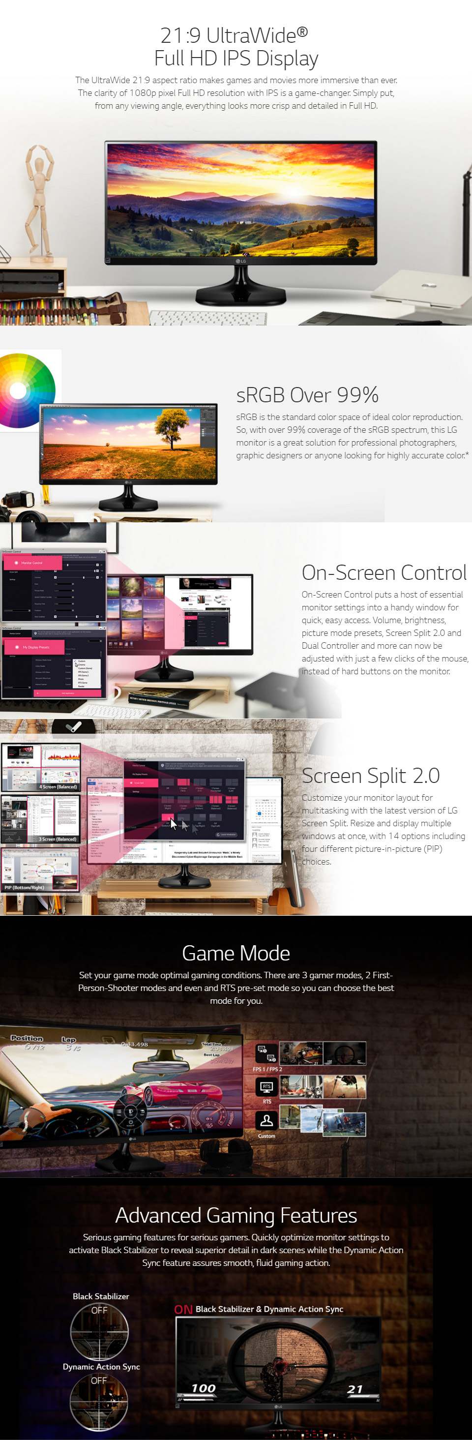 Buy LG 25UM58-P 25in UltraWide IPS LED Gaming Monitor [25UM58-P] | PC ...