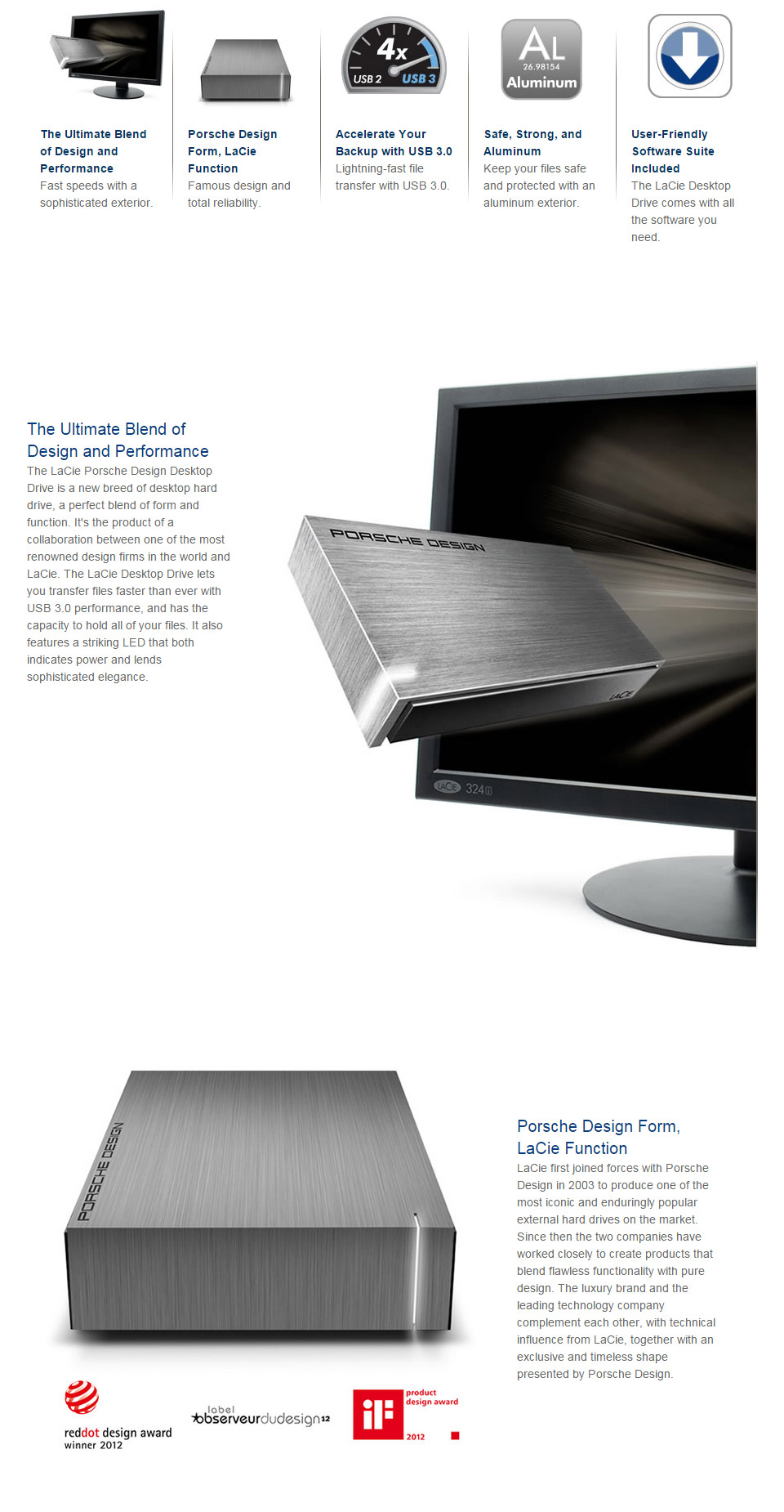 Buy LaCie Porsche Design 2TB 3.5in USB 3.0 External Hard Drive [302002 ...
