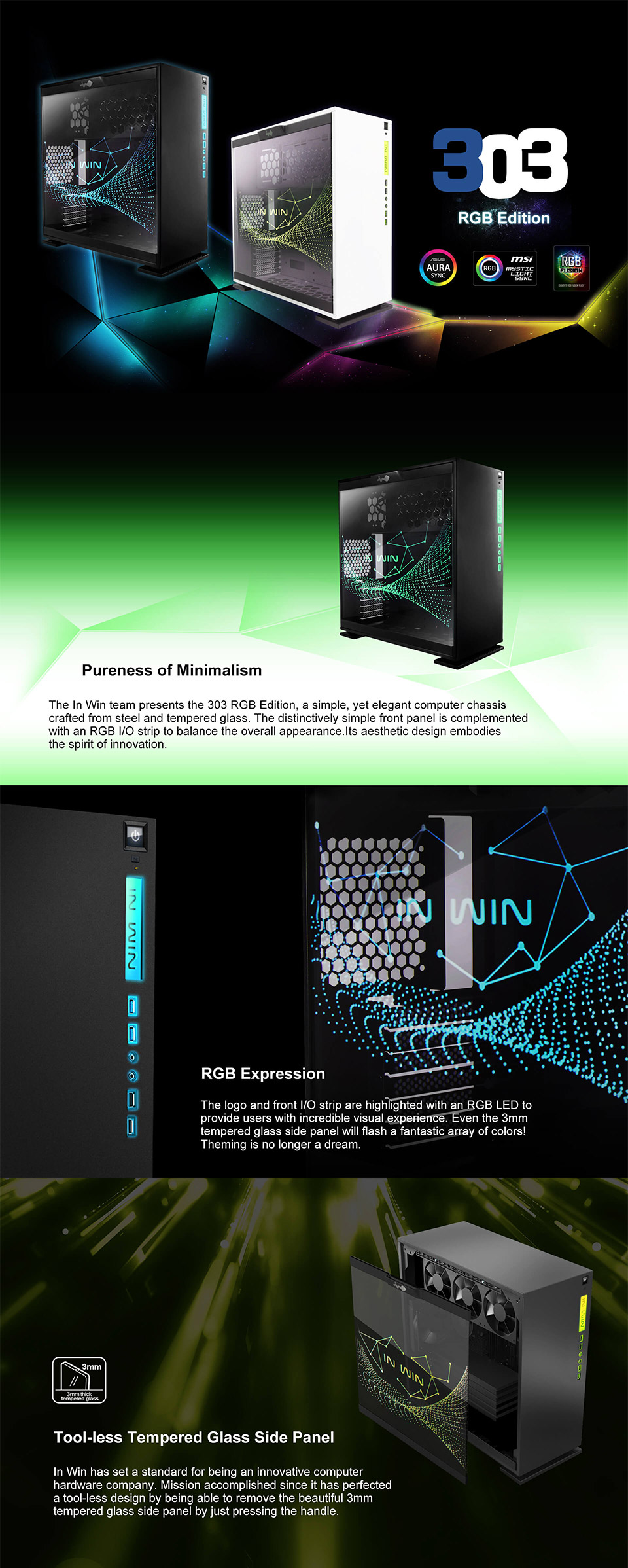 Buy InWin 303 RGB Edition Mid Tower Case Black [303RGB-BLACK] | PC Case ...