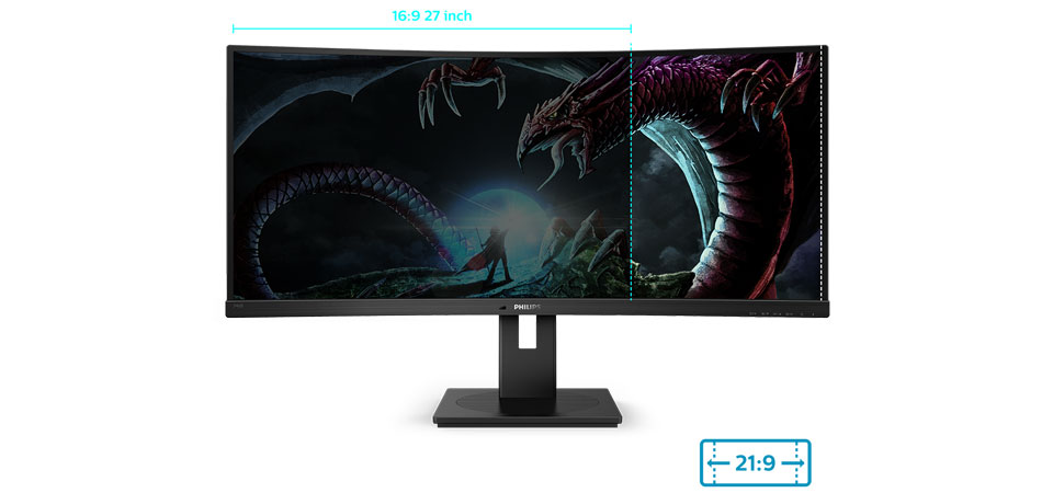 Philips 346B1C QHD UltraWide Curved 34in Monitor [346B1C] : PC Case Gear