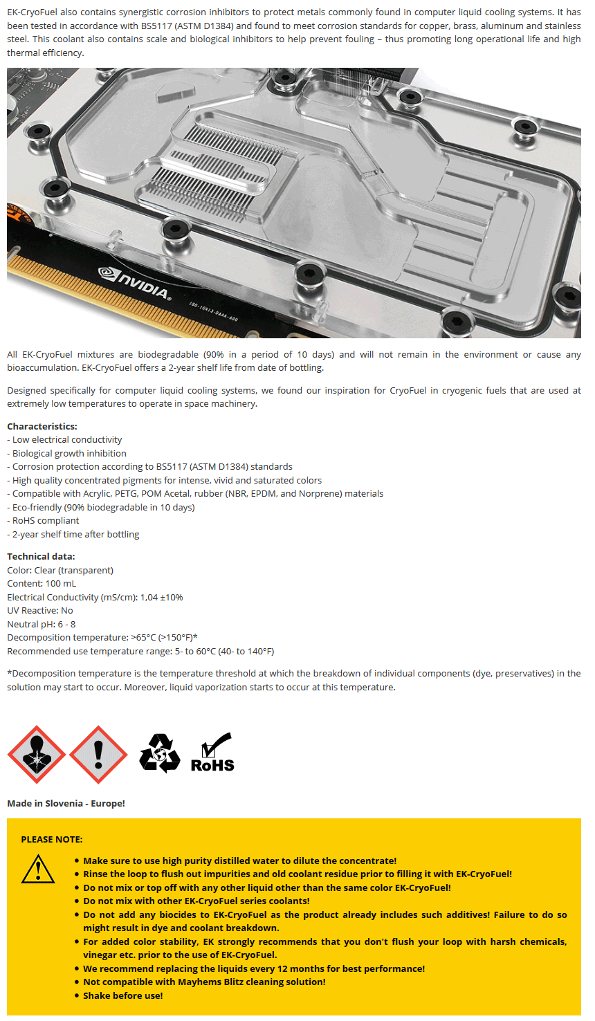 Buy EK CryoFuel Concentrate 100mL Coolant Clear [3831109813300] | PC ...