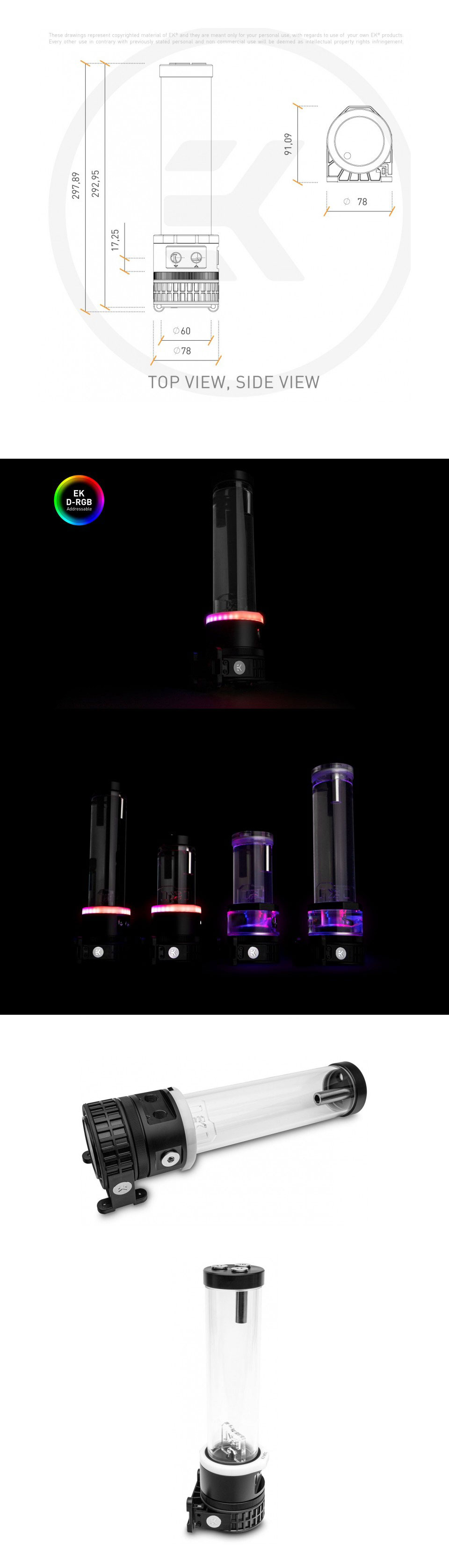 Buy EK Quantum Kinetic TBE 300 D5 D-RGB Reservoir Pump Combo Acetal ...