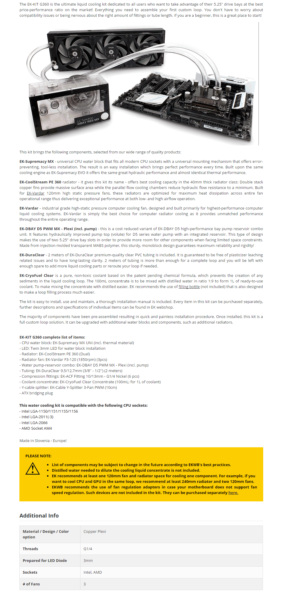 Buy EK-KIT G360 Watercooling Kit [3831109863572] | PC Case Gear Australia