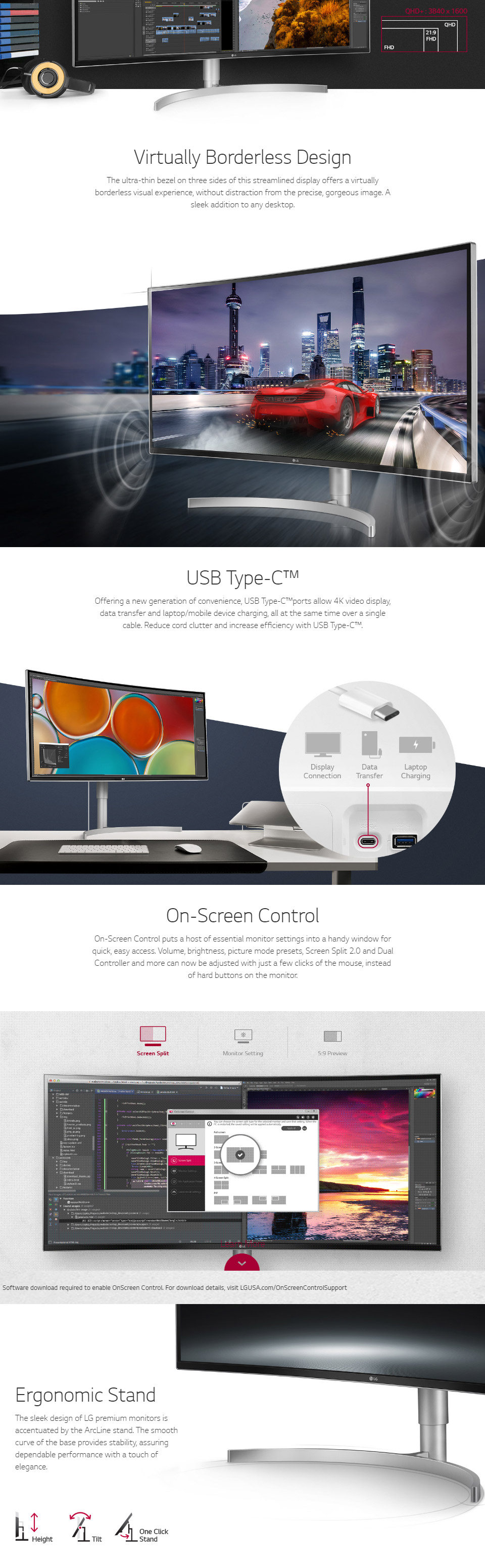 Buy LG 38WK95C-W UWQHD+ FreeSync HDR IPS Curved 38in Monitor [38WK95C-W ...
