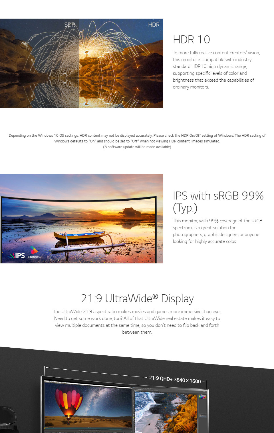 Buy LG 38WK95C-W UWQHD+ FreeSync HDR IPS Curved 38in Monitor [38WK95C-W ...