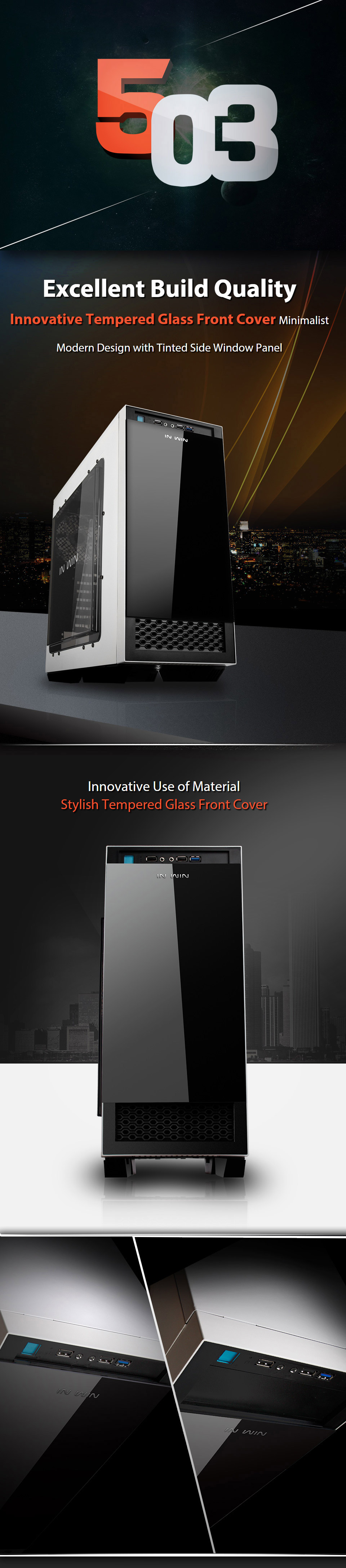 Buy In Win 503 Mid Tower Case White [503-WHITE] | PC Case Gear Australia