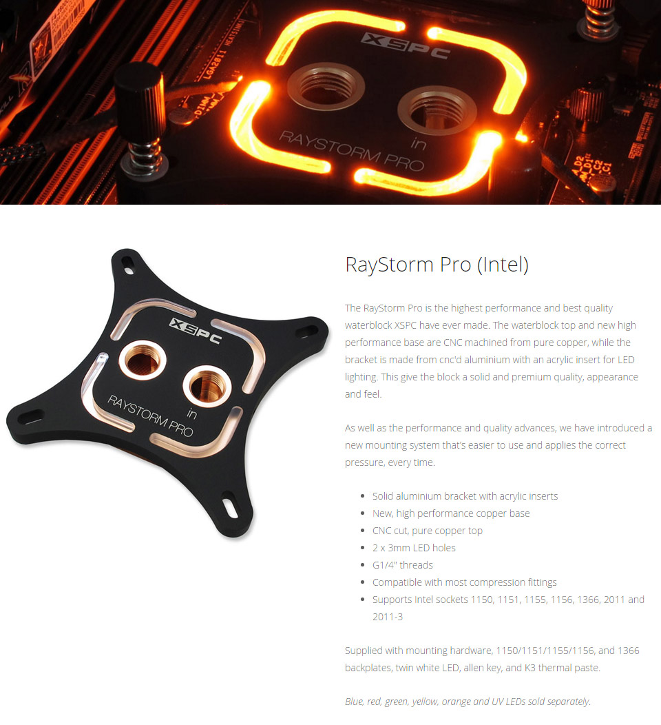 Buy XSPC RayStorm Pro CPU Waterblock for Intel [5060175586308] | PC ...