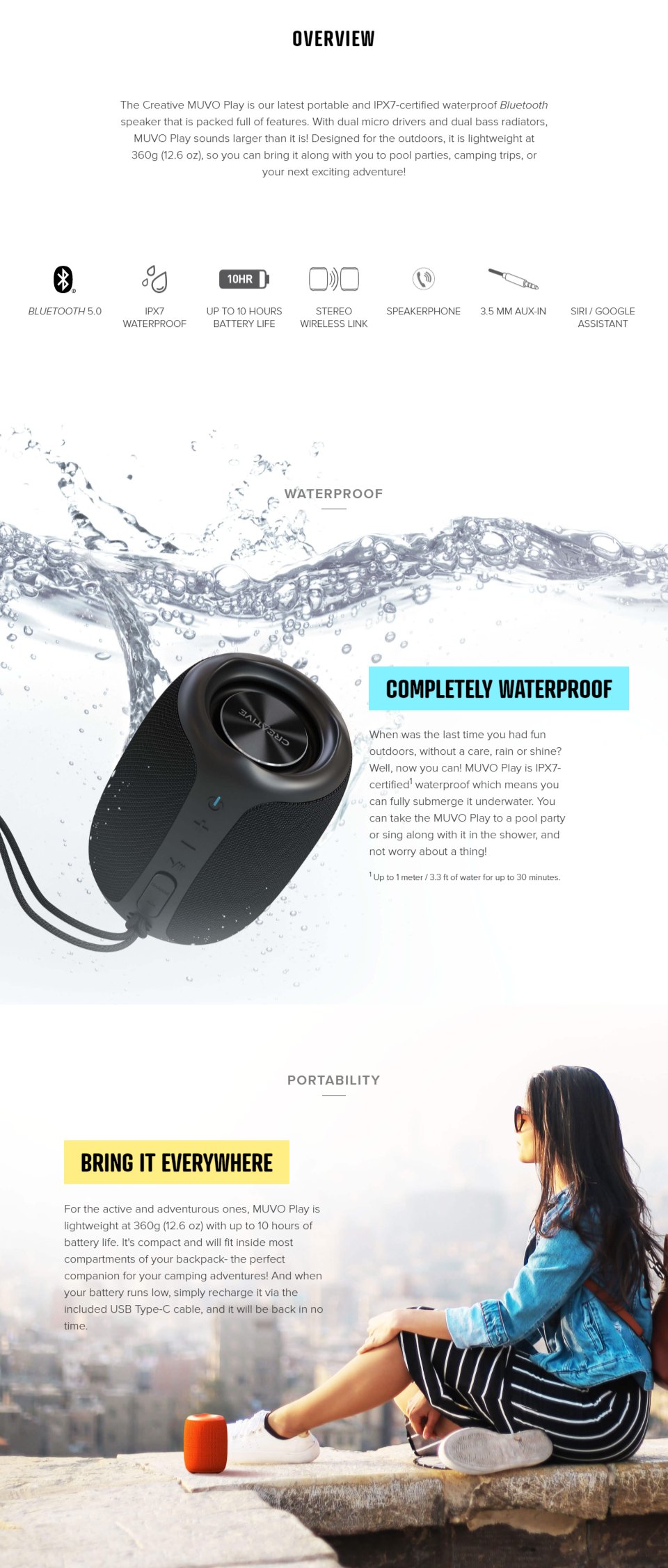 Buy Creative MUVO Play Portable Waterproof Bluetooth Speaker Black ...