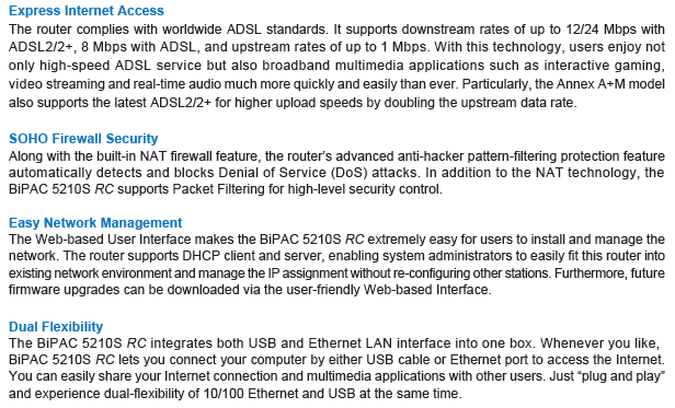 Buy Billion 5210S RC Dual-Port ADSL2+ Modem Router [NET-BP5210SRC] | PC ...