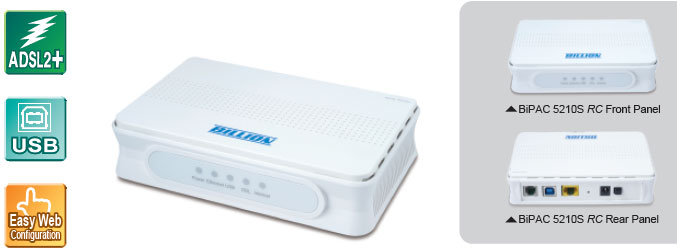 Buy Billion 5210S RC Dual-Port ADSL2+ Modem Router [NET-BP5210SRC] | PC ...