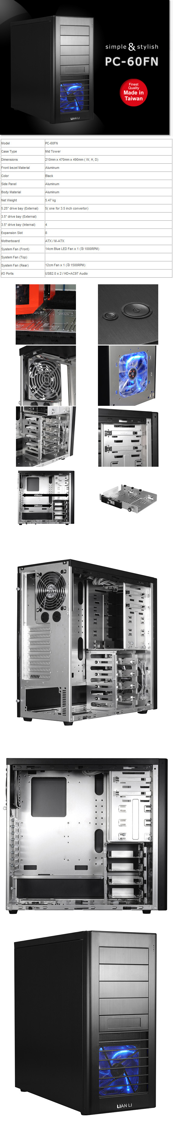 Buy Lian Li PC-60FNB Black [LL-PC-60FNB] | PC Case Gear Australia