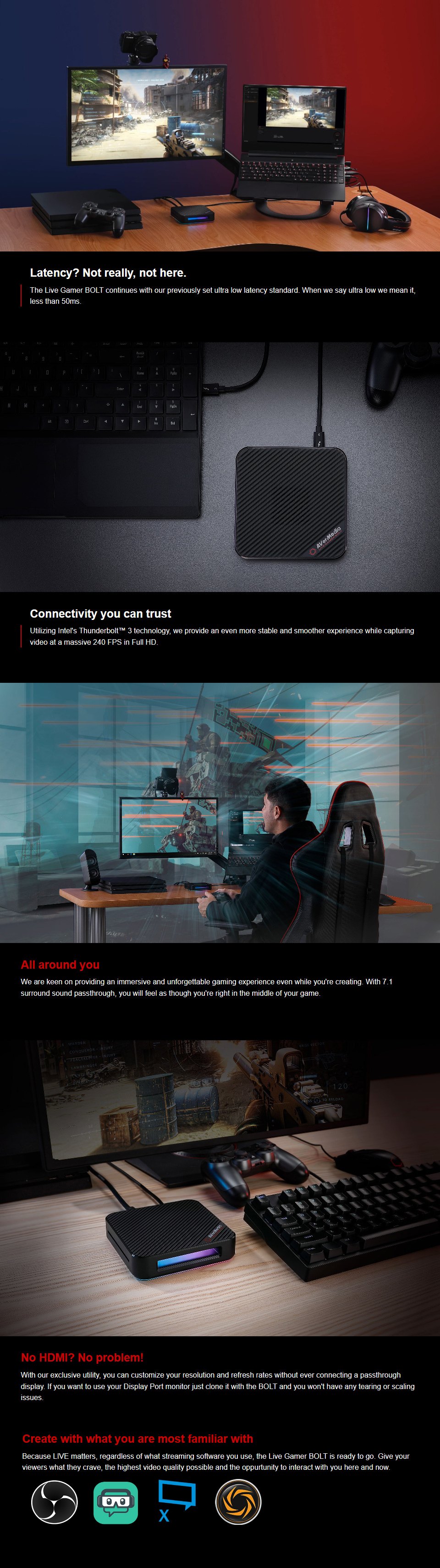 Buy AVerMedia GC555 Live Gamer BOLT TB3 Capture Card [61GC555000A9] | PC Case Gear Australia