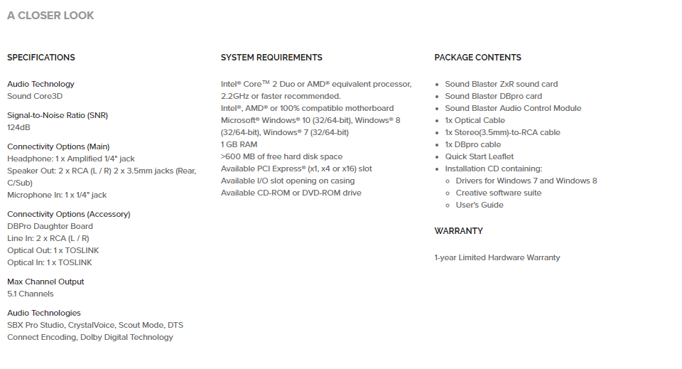 Buy Creative Sound Blaster ZXR Soundcard with Audio Control Module ...