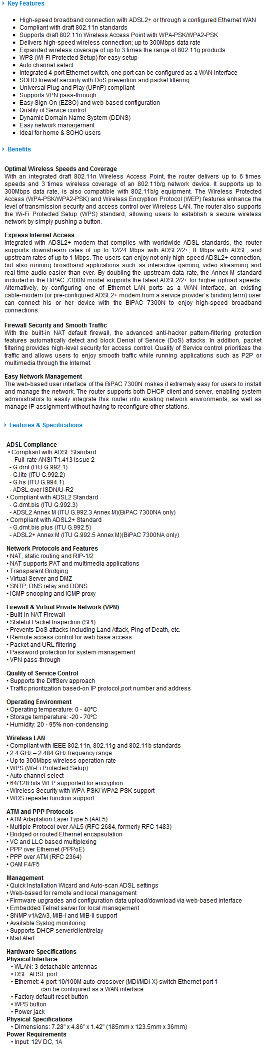 Buy Billion 7300N ADSL2+ Wireless N Broadband Router [NET-BP7300N] | PC ...