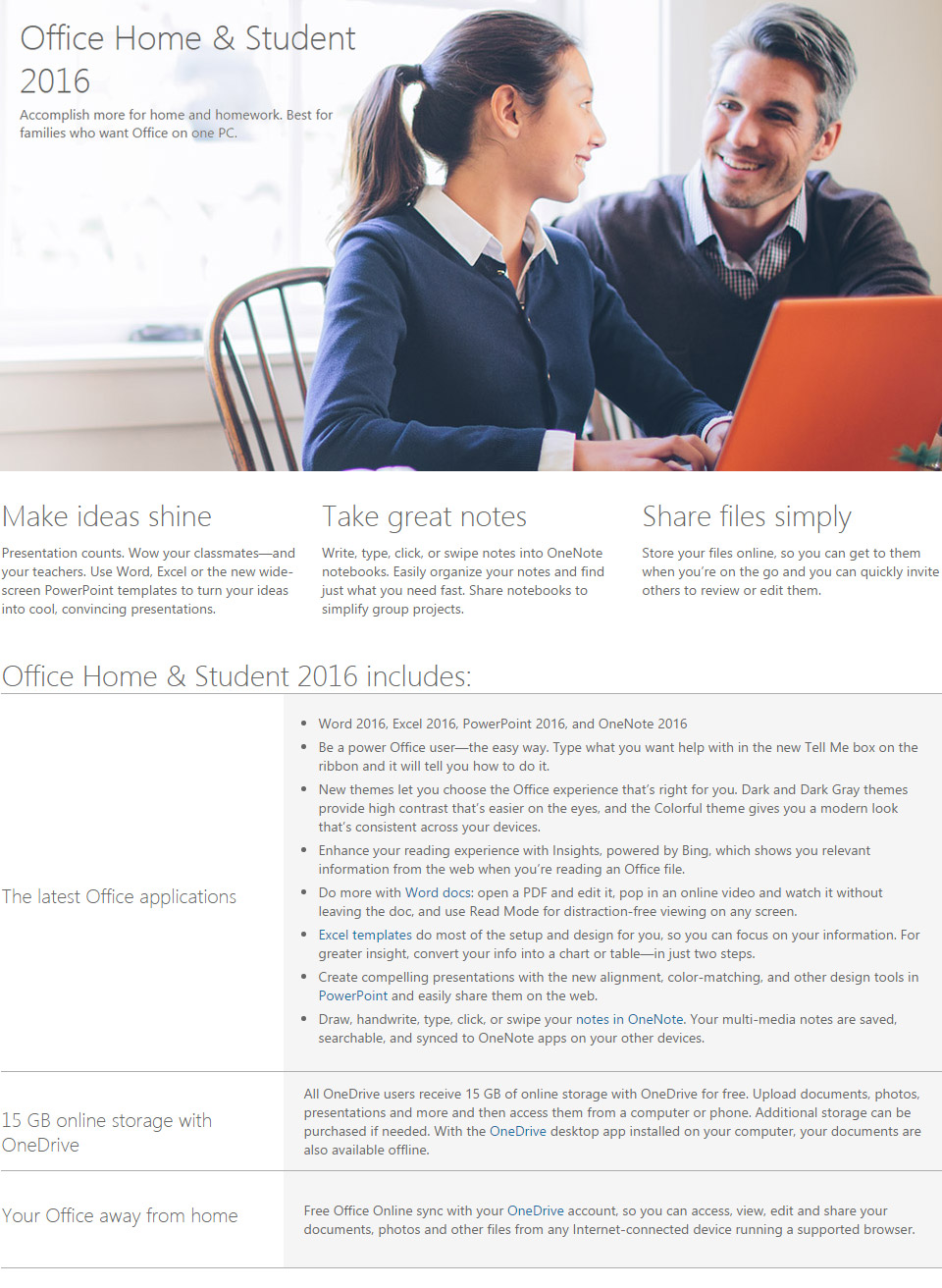 Buy Microsoft Office 2016 Home and Student Retail Pack [79G-04314] | PC ...