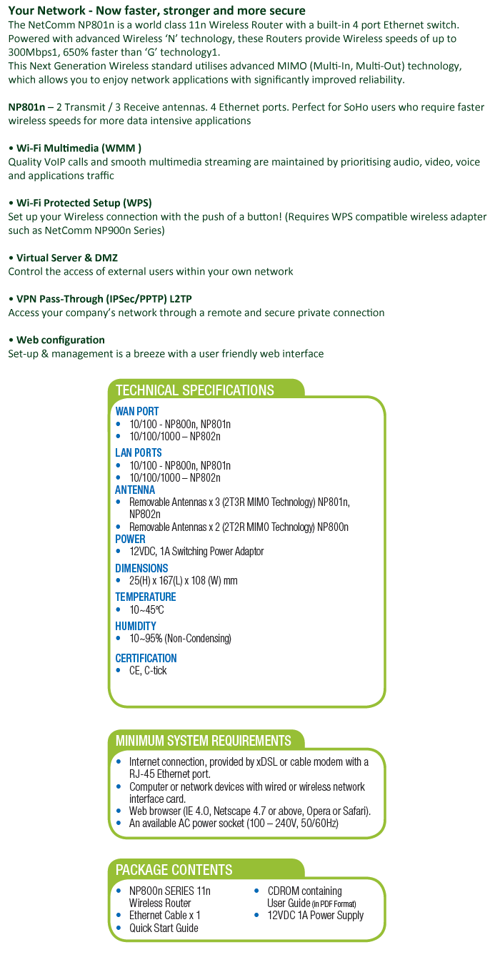 Buy Netcomm NP801n Wireless N300 Router [NETC-NP801n] | PC Case Gear ...