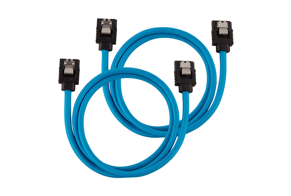 Buy Corsair Premium Sleeved SATA Cable 60cm Blue 2-Pack [CC-8900255 ...