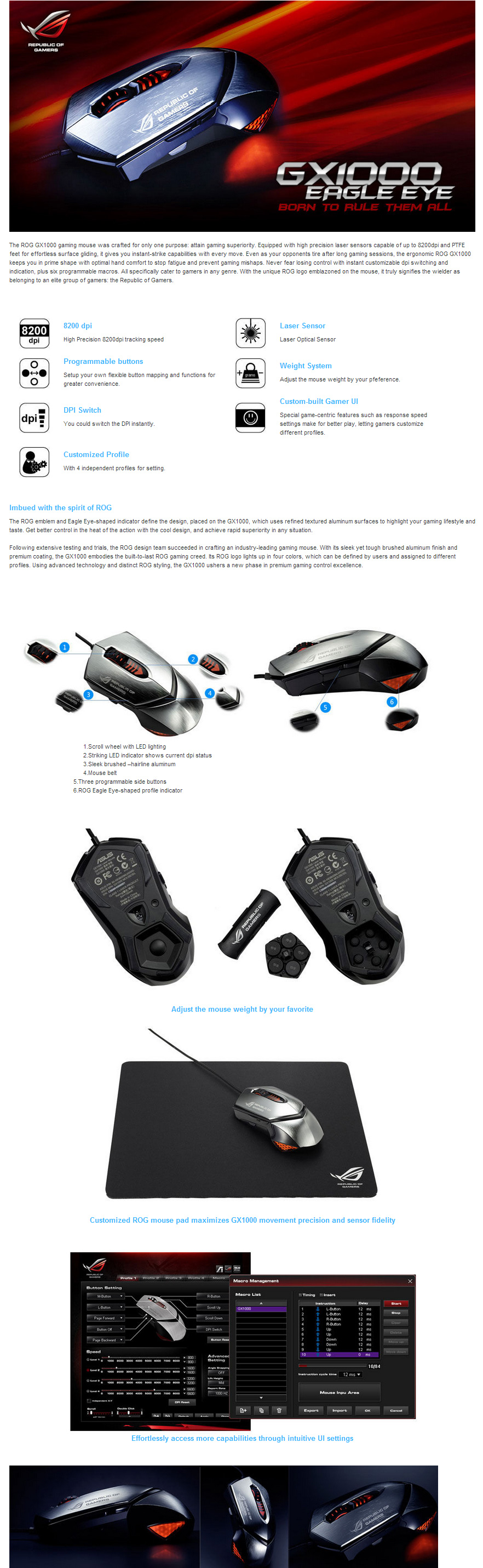 Buy ASUS GX1000 Eagle Eye Gaming Mouse [90-XB3B00MU00000-(GX1000-MS-S ...