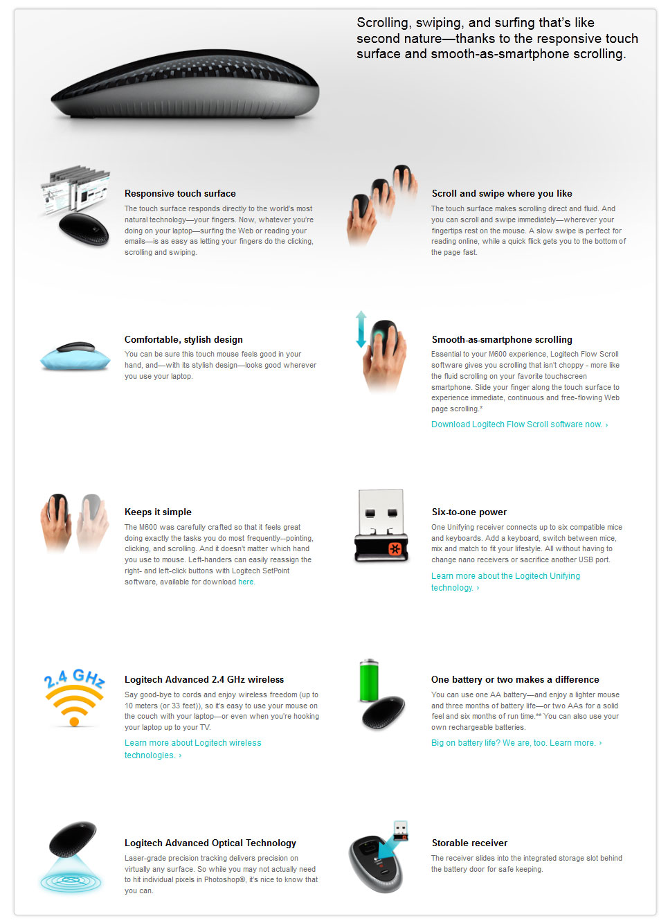 Buy Logitech M600 Touch Mouse [910-002709] | PC Case Gear Australia