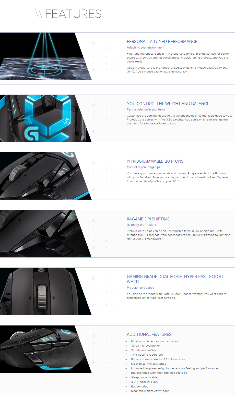 Buy Logitech G502 Proteus Core Tunable Gaming Mouse [910-004077] | PC ...