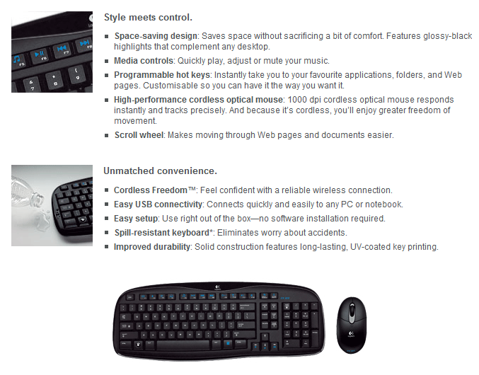 Buy Logitech Cordless Desktop EX 100 [920-000839] | PC Case Gear Australia