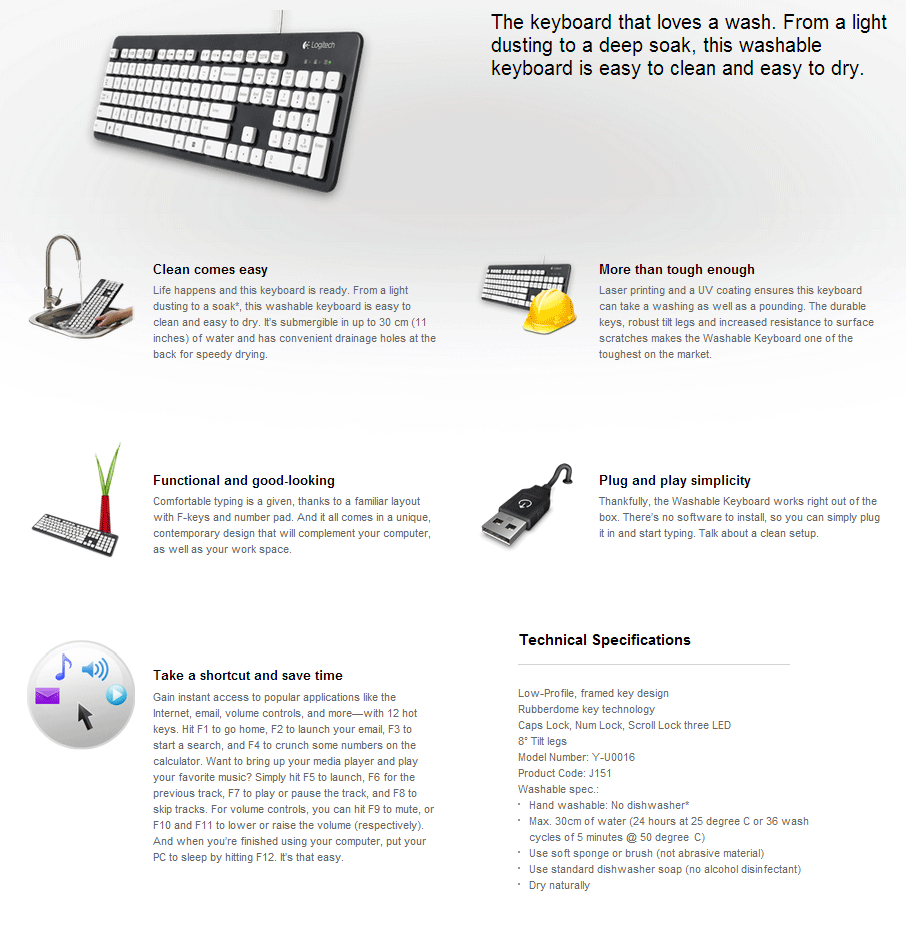 Buy Logitech K310 Washable Keyboard [920-004026] | PC Case Gear Australia