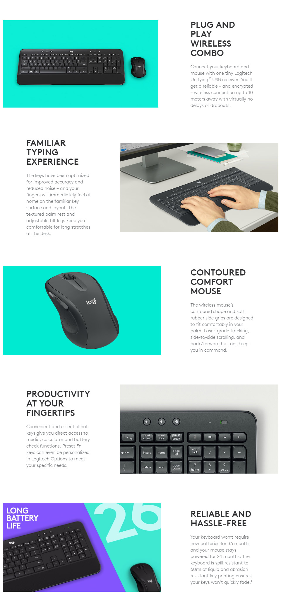 Buy Logitech MK545 Advanced Wireless Keyboard & Mouse Combo [920-008696 ...