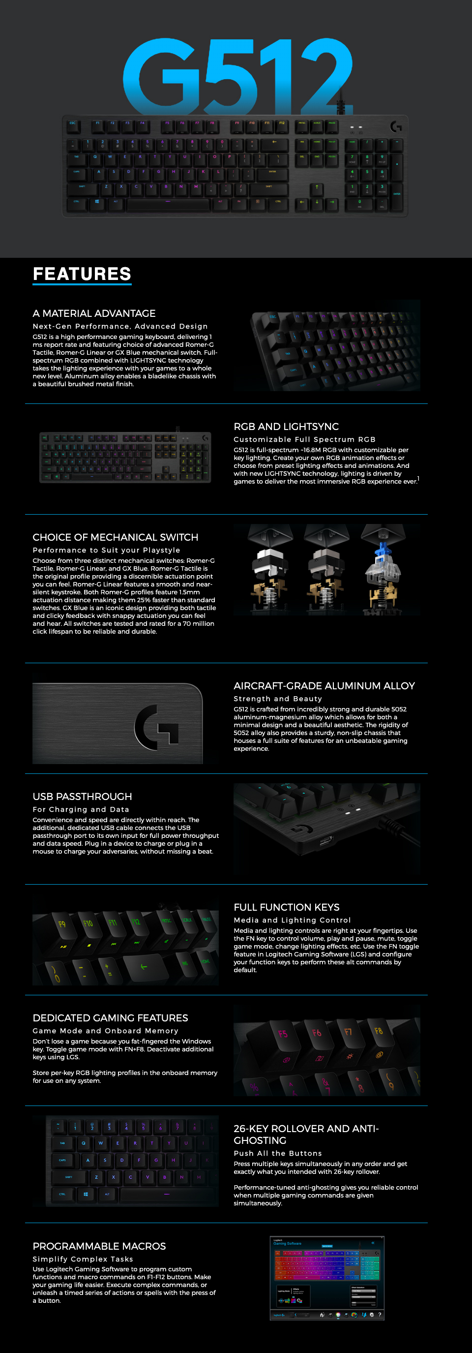 Buy Logitech G512 Carbon RGB Mechanical Gaming Keyboard GX Blue [920 ...