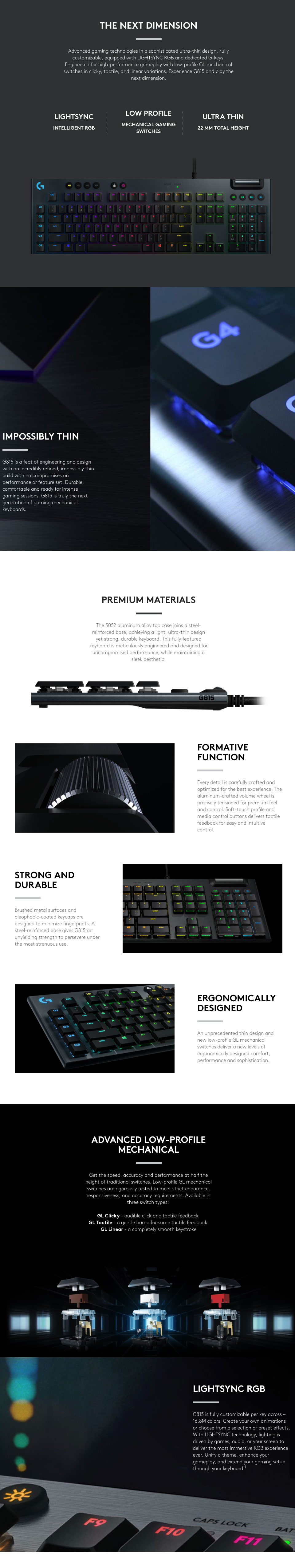 Buy Logitech G815 Lightsync RGB Mechanical Gaming Keyboard Tactile [920 ...