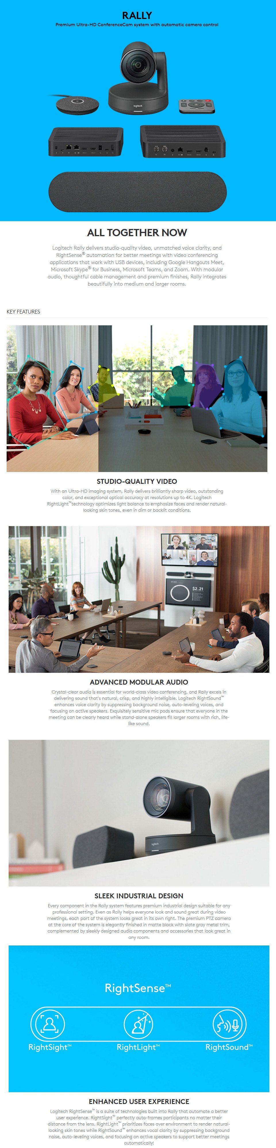 Logitech 960-001219 Rally Premium Ultra-HD ConferenceCam System - PCC ...