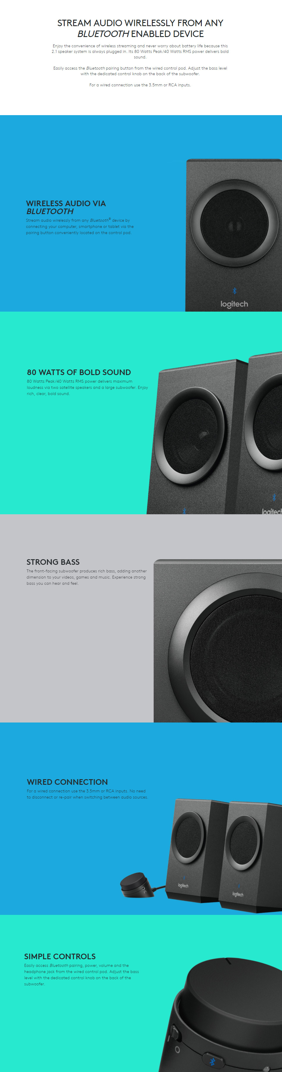 Buy Logitech Z337 2.1 Speaker System [980-001263] | PC Case Gear Australia