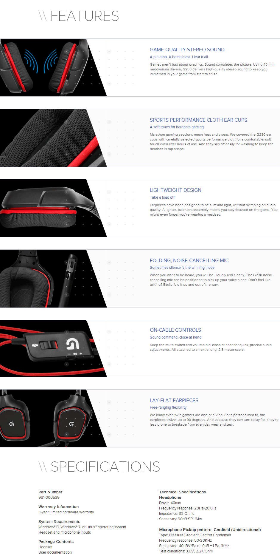 Buy Logitech G230 Stereo Gaming Headset [LOL-981-000539] | PC Case Gear ...