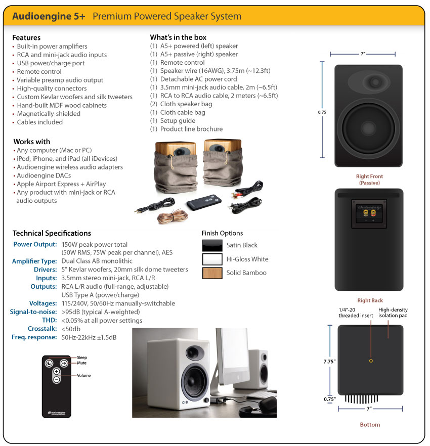 Buy Audioengine 5+ Black (Ex-Demo) [AE-A5+B-EXD] | PC Case Gear Australia