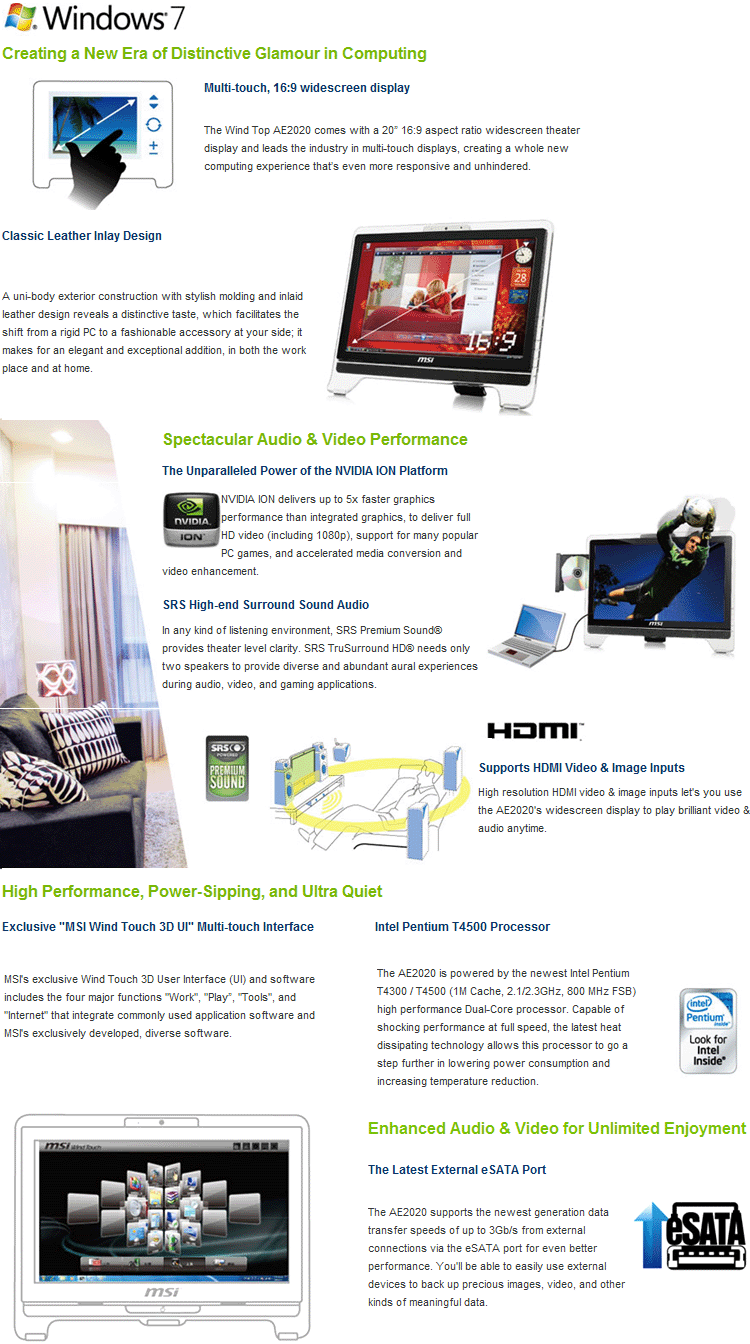 Buy MSI Wind Top AE2020 20 Inch All-in-One PC (White) [19M-AE2020] | PC ...