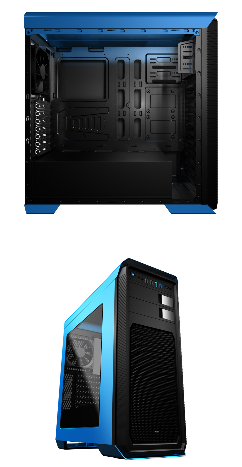 Buy Aerocool Aero-800 Super Mid Tower Case with Window Blue [AER-800-BL ...
