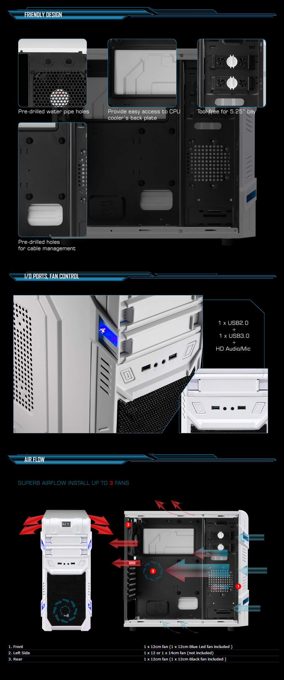 Buy Aerocool GT Advance Mid Tower Case White [AER-GT-U3-WH] | PC Case ...