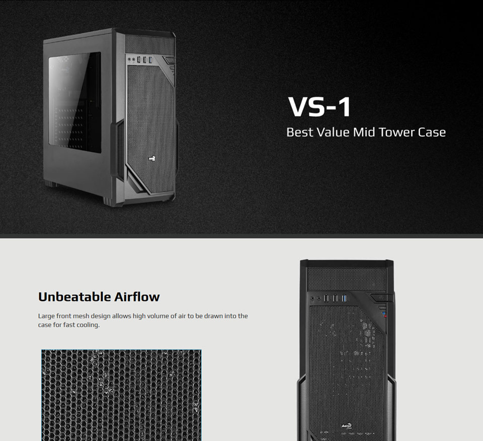 Buy Aerocool VS1 Mid Tower Case with 600W Power Supply [AER-R600-VS1 ...