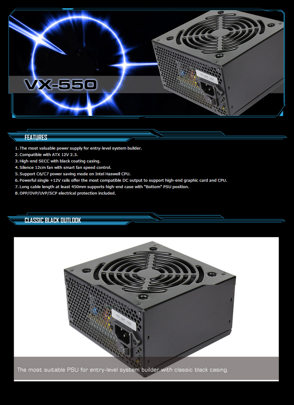 Buy Aerocool VX-550 550W ATX Power Supply [AER-VX550] | PC Case Gear ...