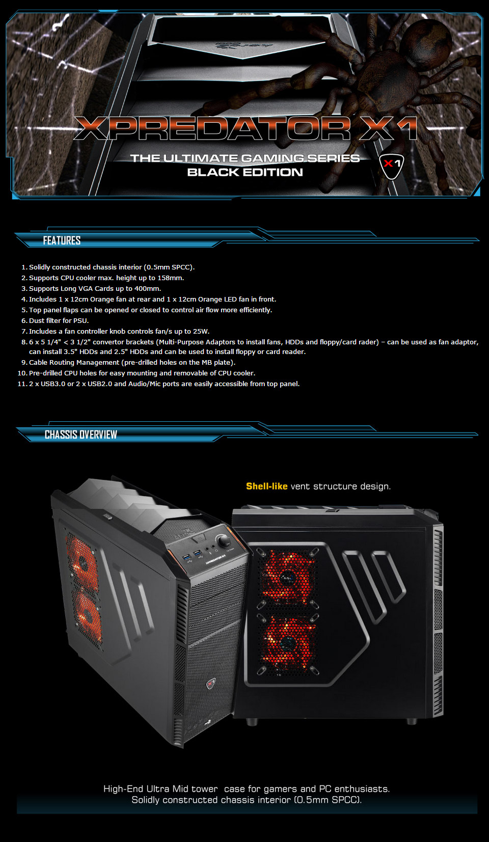 Buy Aerocool Xpredator X1 Mid Tower Case Black - Open Box [EXD-AER ...