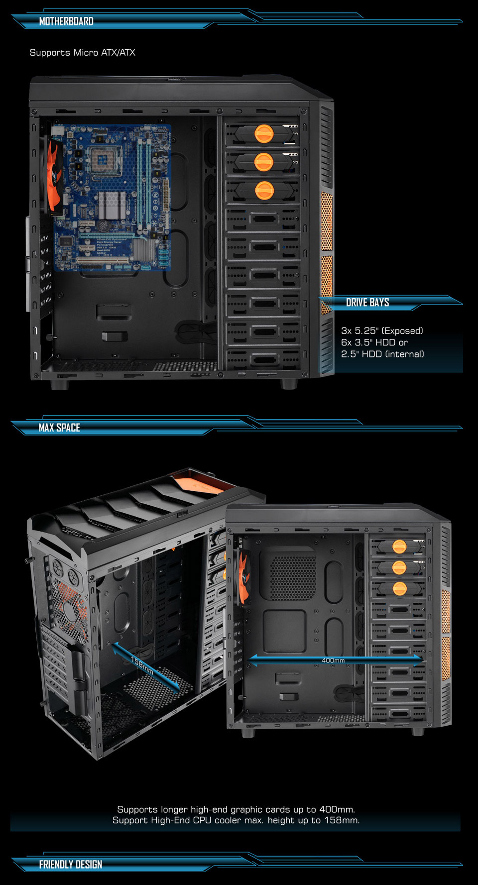 Buy Aerocool Xpredator X1 Mid Tower Case Black/Orange [AER-XPREDATOR-X1 ...