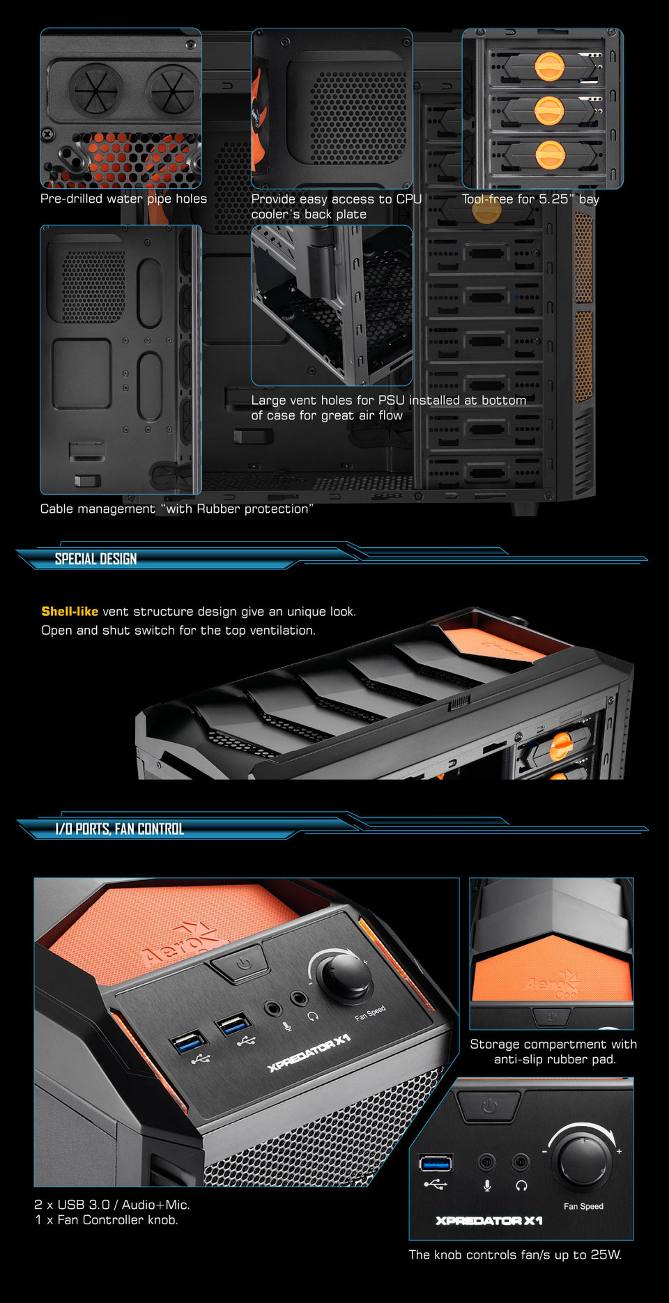 Buy Aerocool Xpredator X1 Mid Tower Case Black/Orange [AER-XPREDATOR-X1 ...